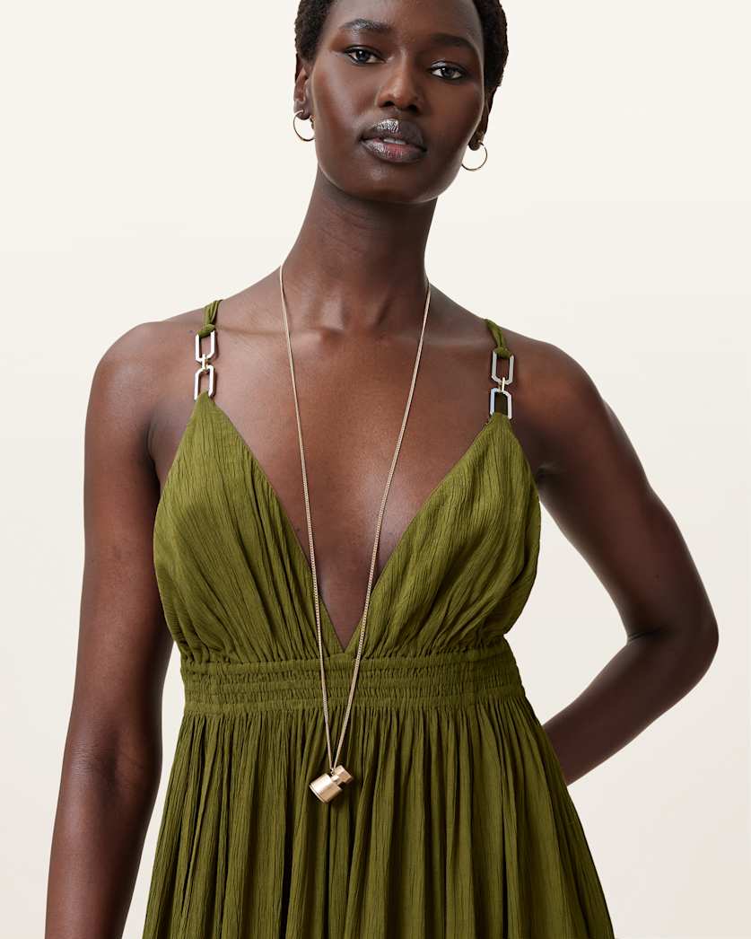 Rosa Hex Maxi Dress FIR GREEN | ALLSAINTS